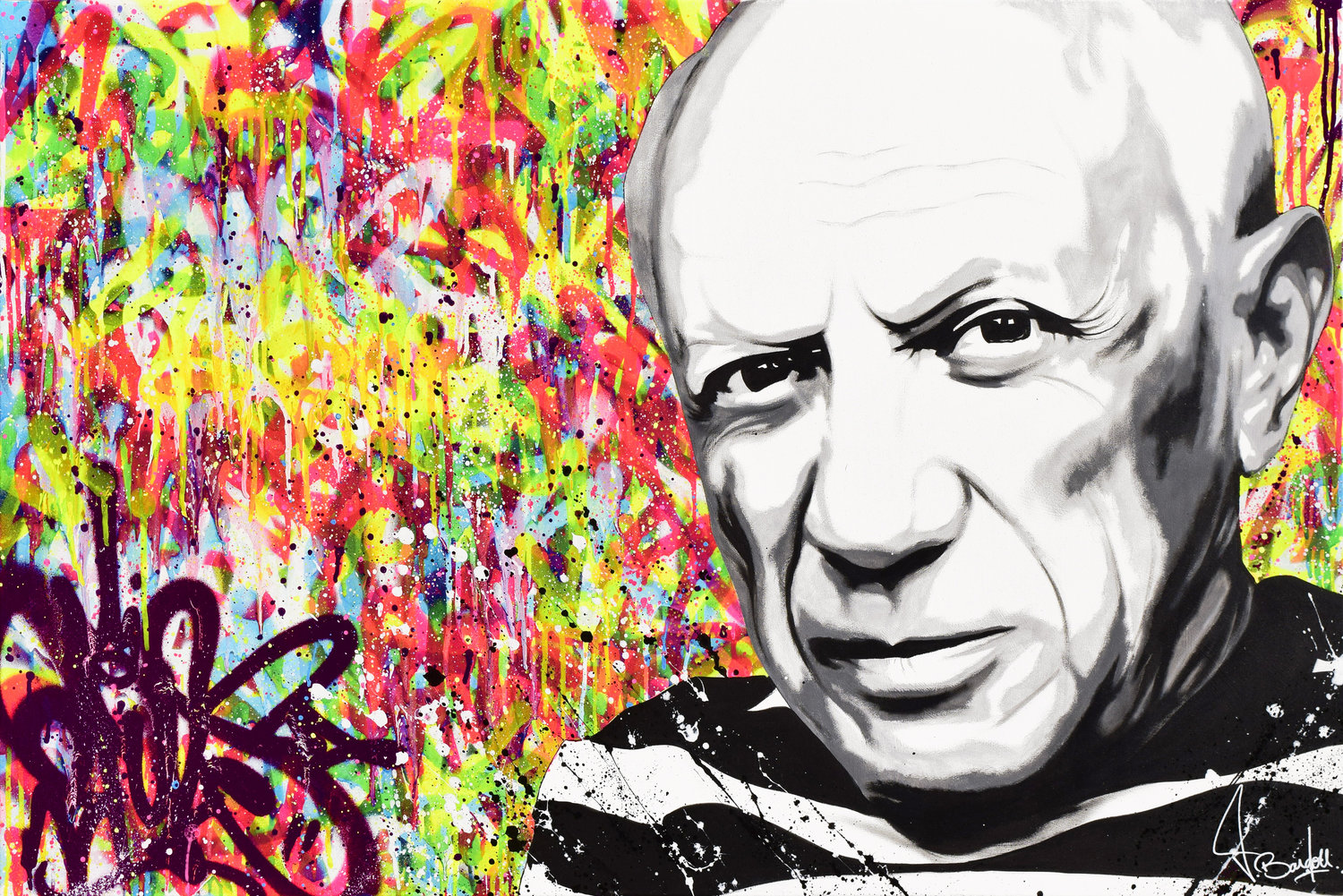 PABLO PICASSO by Vincent Bardou (2018) : Painting Acrylic, Graffiti on ...