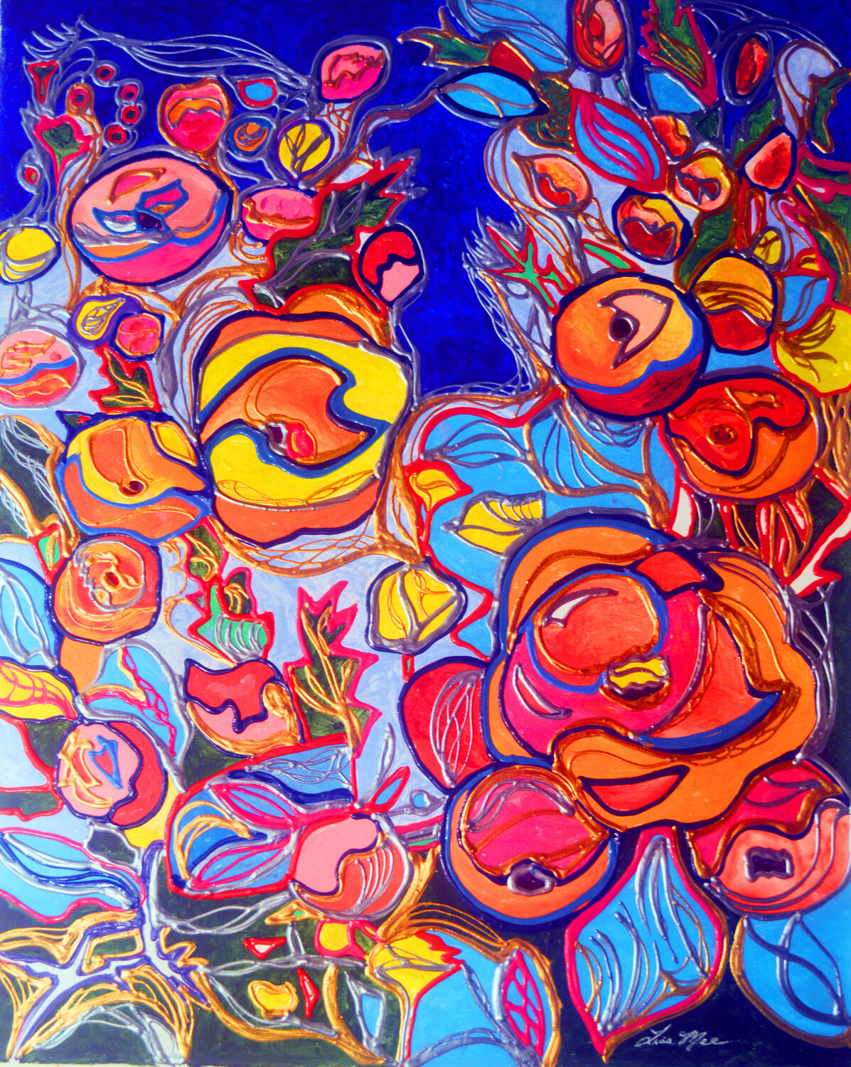 Bouquet Waves by Lisa Mee (2021) : Painting Acrylic, Gilding on Canvas ...