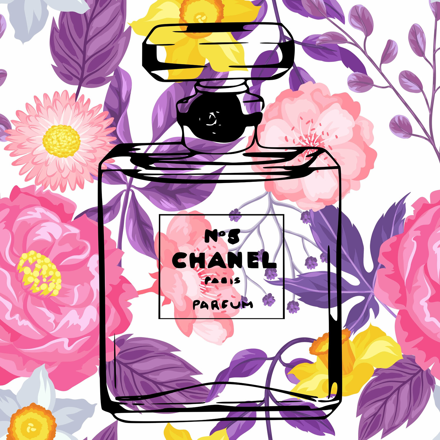 COCO Chanel 5/ SPRING FLOWERS by Cheeky Bunny (2021) : Painting Acrylic ...