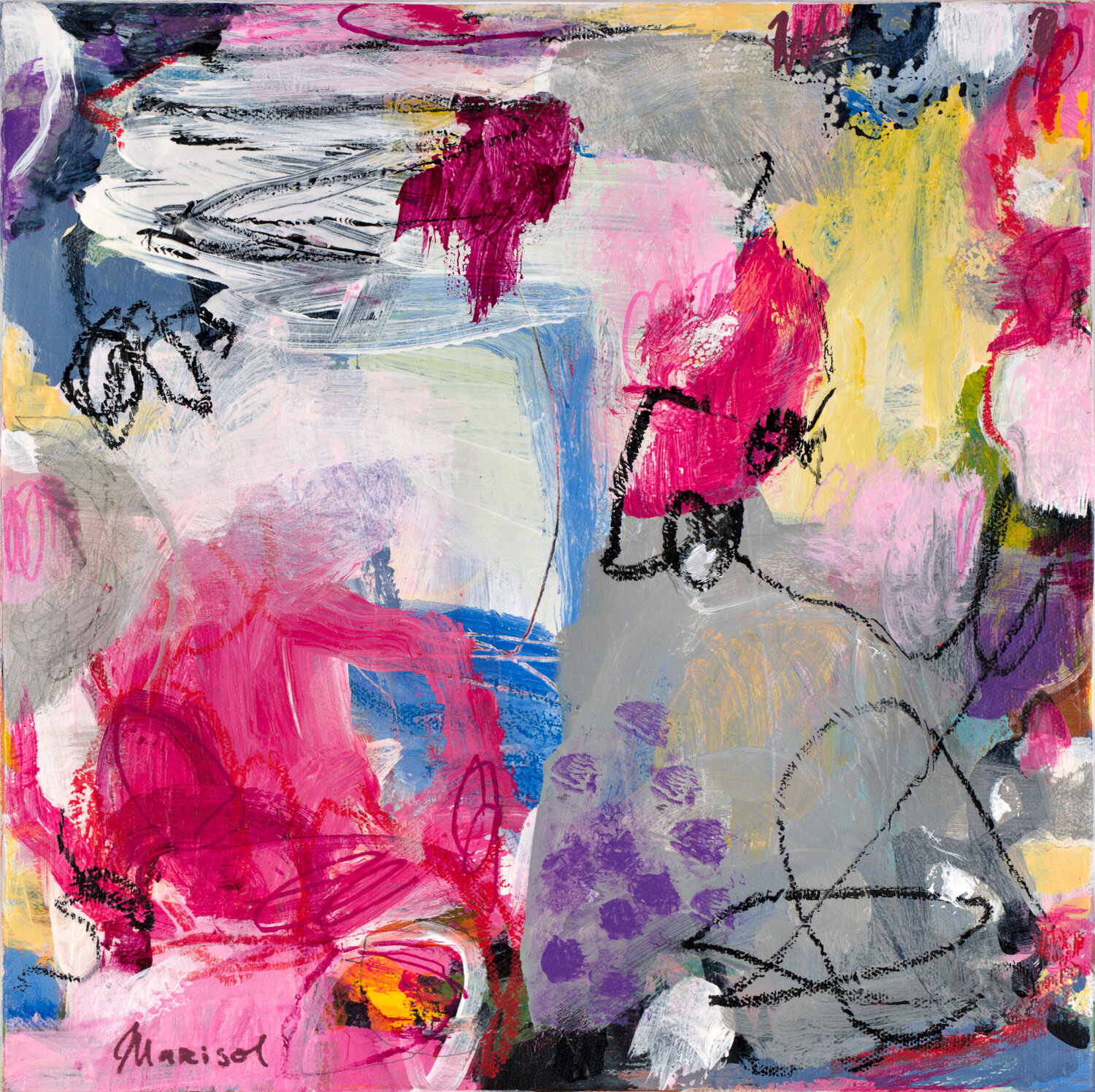 Romance by Marisol Evora (2022) : Painting Acrylic, Oil Pastel on ...